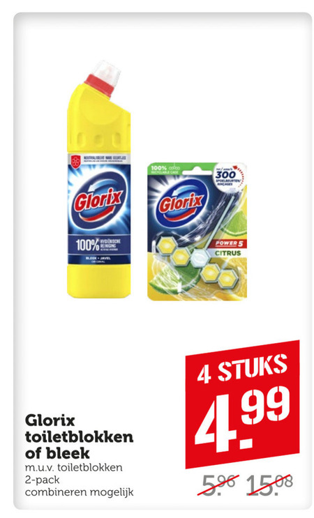 Glorix bleekmiddel, toiletblok folder aanbieding bij Coop - details