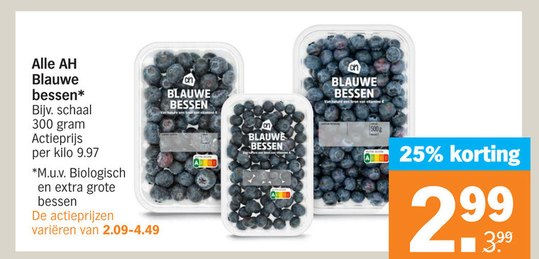 blauwe bessen folder aanbieding bij Albert Heijn - details