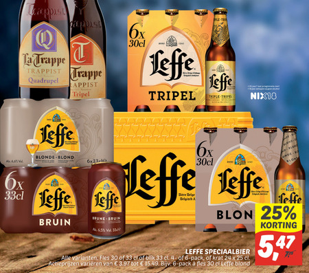 Leffe blikje bier, speciaalbier folder aanbieding bij Dekamarkt - details