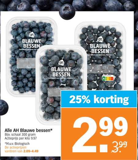 blauwe bessen folder aanbieding bij Albert Heijn - details