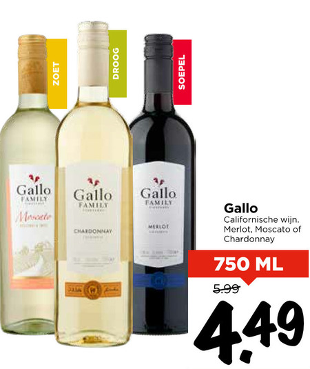 Gallo witte wijn, rose folder aanbieding bij Vomar - details