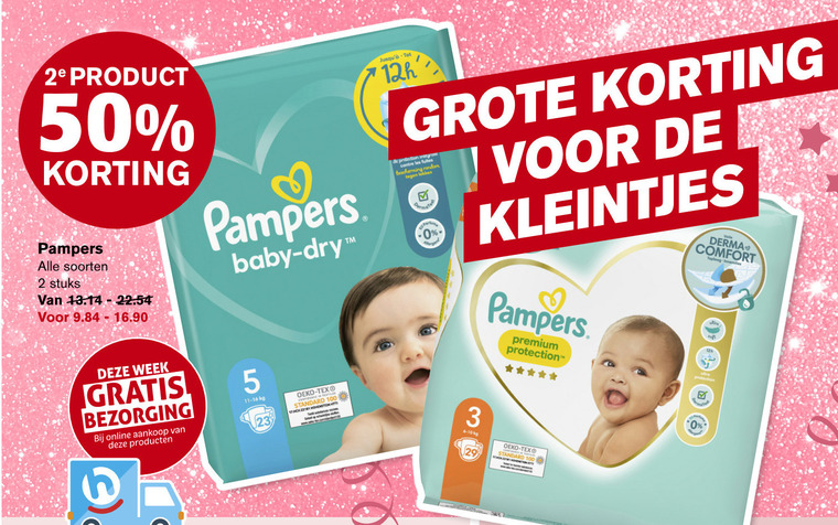 Pampers luiers folder aanbieding bij Hoogvliet - details