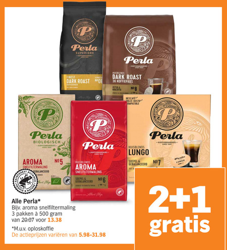 Perla koffiepad, koffiebonen folder aanbieding bij Albert Heijn - details