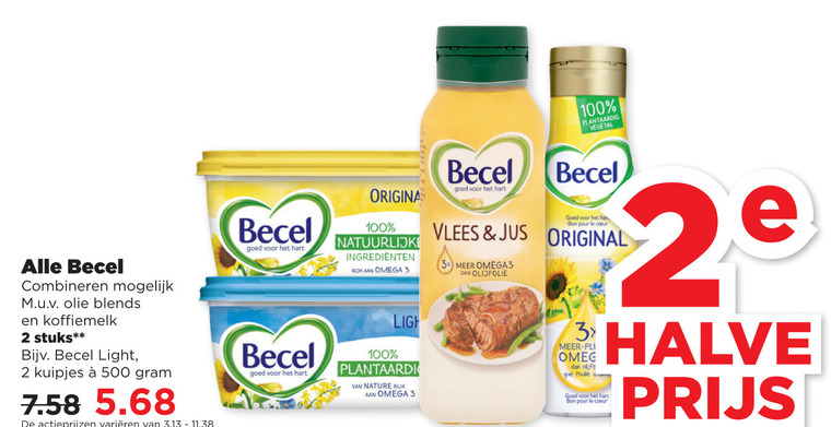 Becel margarine, olie en vetten folder aanbieding bij Plus - details