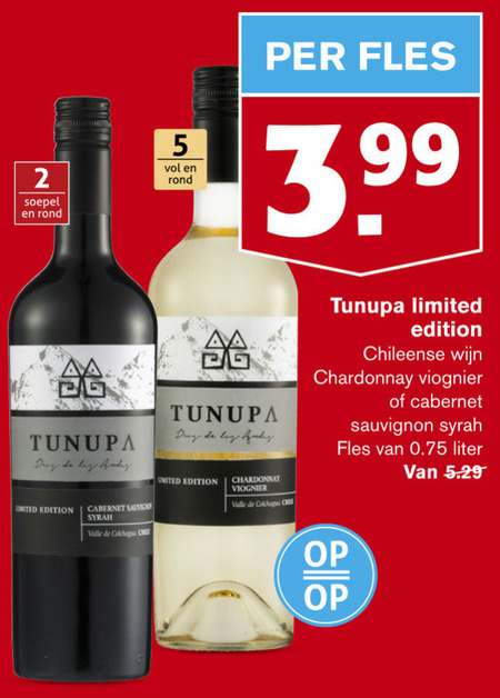 Tunupa witte wijn, rode wijn folder aanbieding bij Hoogvliet - details