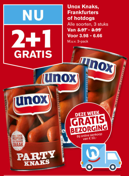 Unox knakworst folder aanbieding bij Hoogvliet - details