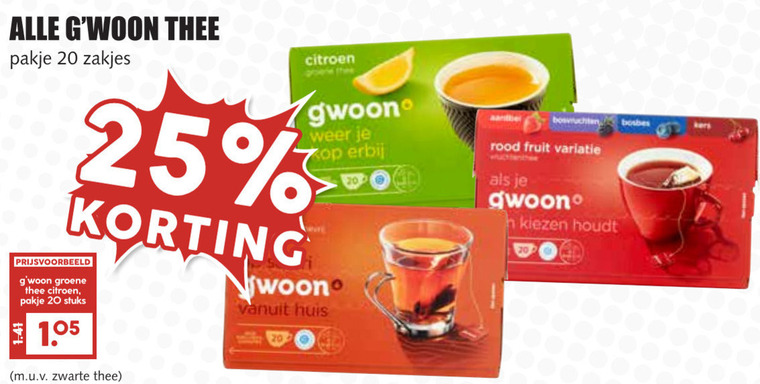 Gwoon thee folder aanbieding bij MCD Supermarkt Basis - details