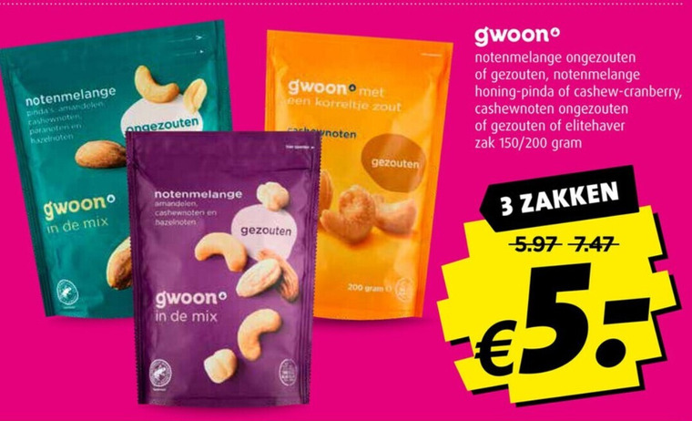 Gwoon pindas, noten folder aanbieding bij Boni - details
