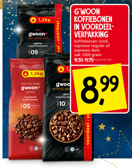 Gwoon koffiebonen folder aanbieding bij Jan Linders - details