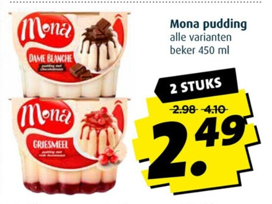 Mona pudding folder aanbieding bij Boni - details