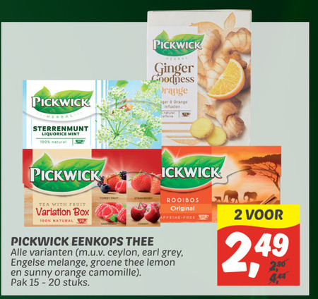 Pickwick thee folder aanbieding bij Dekamarkt - details