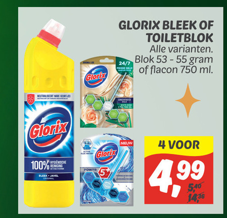 Glorix toiletblok, bleekmiddel folder aanbieding bij Dekamarkt - details