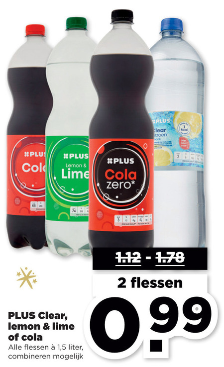 Plus Huismerk frisdrank, cola folder aanbieding bij Plus - details