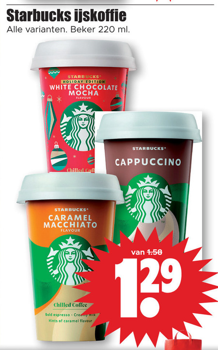 Starbucks ijskoffie folder aanbieding bij Dirk - details