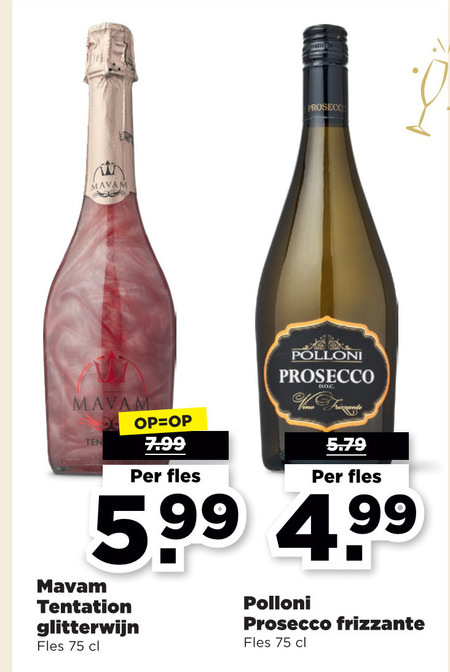 prosecco, champagne sparkling wijn folder aanbieding bij Plus - details