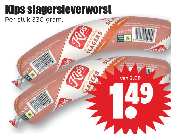 Kips leverworst folder aanbieding bij Dirk - details
