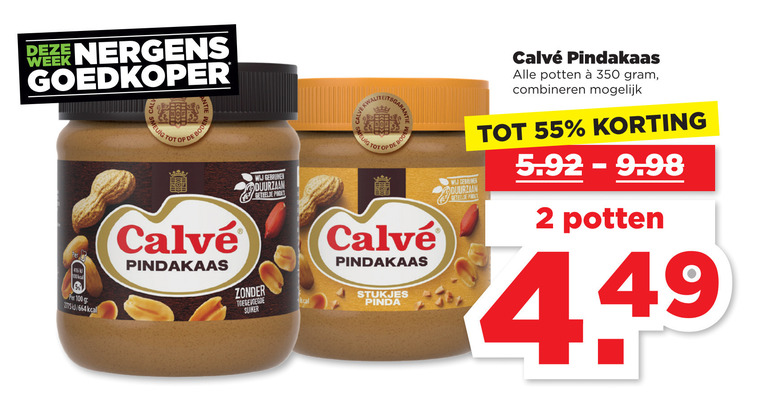 Calve pindakaas folder aanbieding bij Plus - details