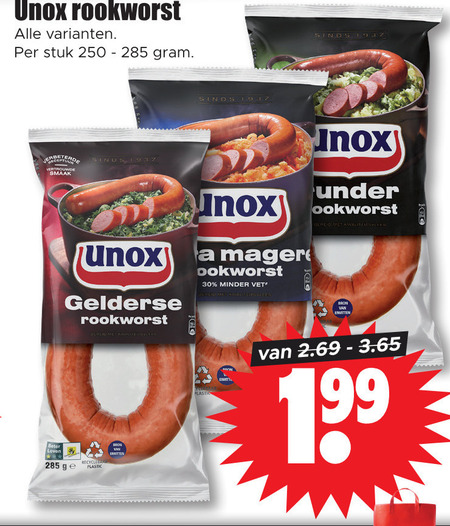 Unox rookworst folder aanbieding bij Dirk - details