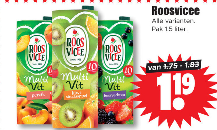 Roosvicee fruitdrank folder aanbieding bij Dirk - details