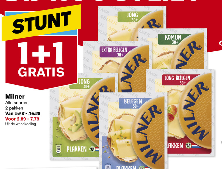 Milner kaas, kaasplakken folder aanbieding bij Hoogvliet - details