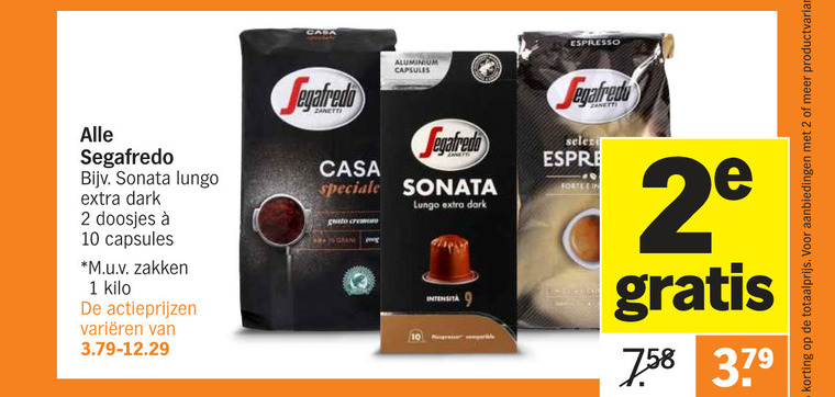 Segafredo koffie, koffiecups folder aanbieding bij Albert Heijn - details