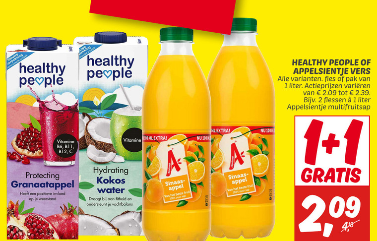 Healthy People vruchtensap folder aanbieding bij Dekamarkt - details