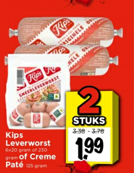 Kips leverworst, pate folder aanbieding bij Vomar - details