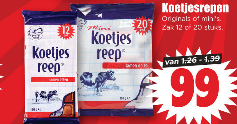 Koetjesreep mini chocoladerepen folder aanbieding bij Dirk - details
