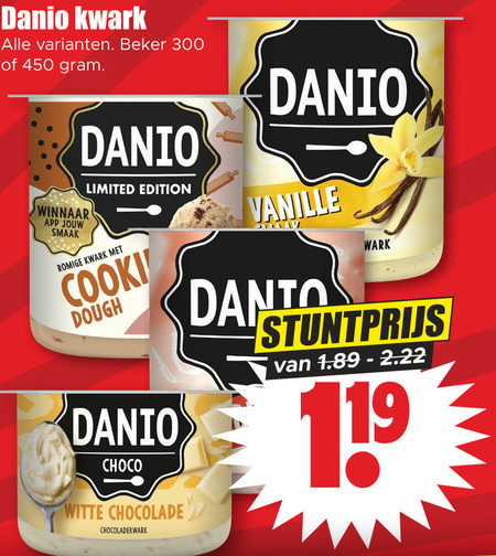 Danone Danio kwark folder aanbieding bij Dirk - details