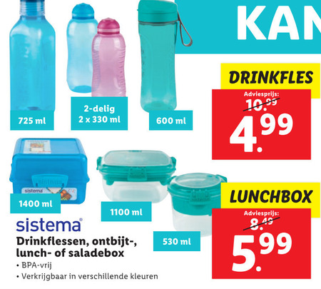 drinkfles, lunchbox folder aanbieding bij Lidl - details