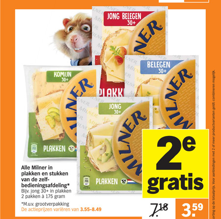 Milner kaasplakken, kaas folder aanbieding bij Albert Heijn - details