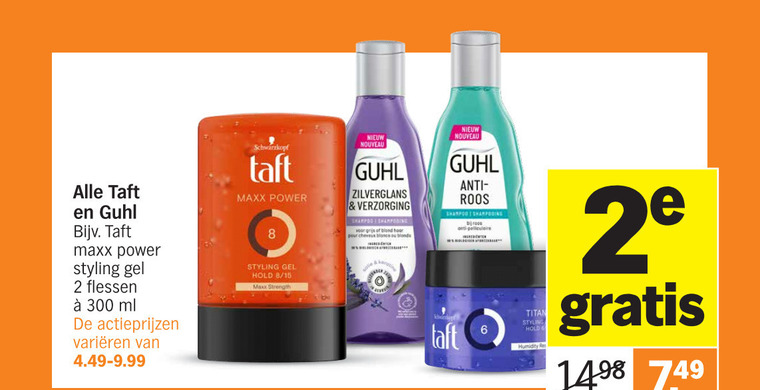 Taft hairspray, haargel folder aanbieding bij Albert Heijn - details