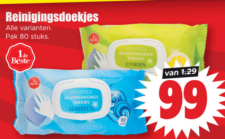 vochtige schoonmaakdoekjes folder aanbieding bij Dirk - details
