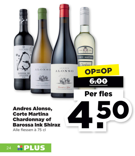 rode wijn, witte wijn folder aanbieding bij Plus - details