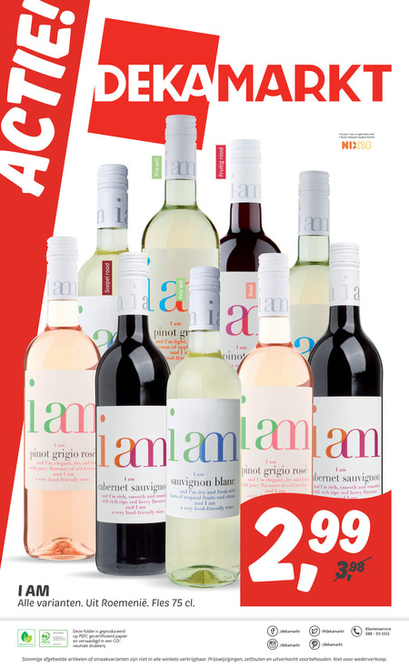 witte wijn, rose folder aanbieding bij Dekamarkt - details