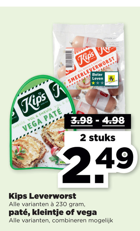 Kips pate, leverworst folder aanbieding bij Plus - details