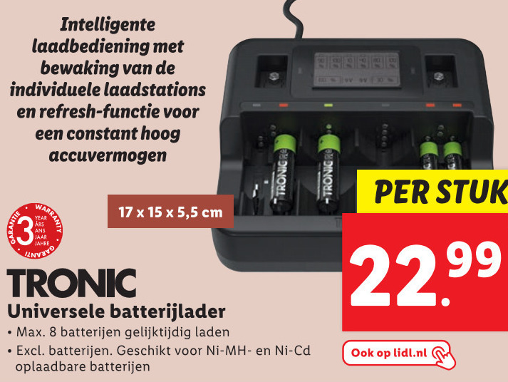 Tronic batterijlader folder aanbieding bij Lidl - details