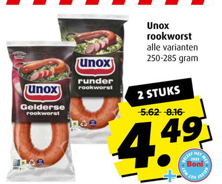 Unox rookworst folder aanbieding bij Boni - details