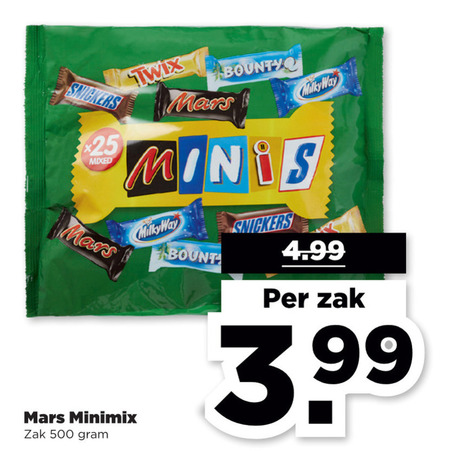 Mars mini chocoladerepen folder aanbieding bij Plus - details