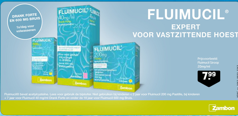Fluimucil hoestsiroop folder aanbieding bij Trekpleister - details