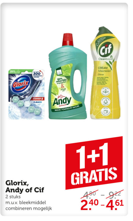 Glorix allesreiniger, bleekmiddel folder aanbieding bij Coop - details