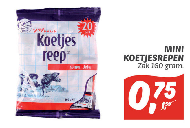 Koetjesreep mini chocoladerepen folder aanbieding bij Dekamarkt - details