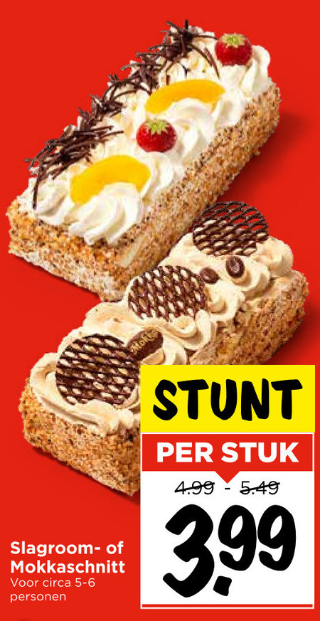 mokkaschnitt, slagroomschnitte folder aanbieding bij Vomar - details