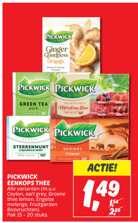 Pickwick thee folder aanbieding bij Dekamarkt - details