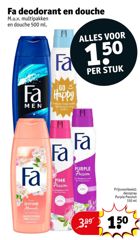 Fa douchegel, deodorant folder aanbieding bij Kruidvat - details