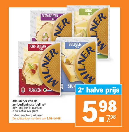 Milner kaasplakken, kaas folder aanbieding bij Albert Heijn - details