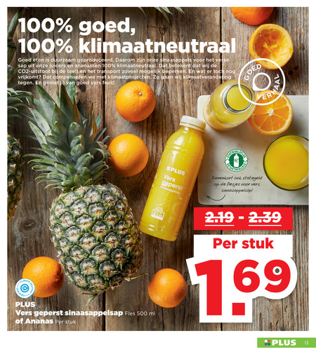 ananas, vruchtensap folder aanbieding bij Plus - details