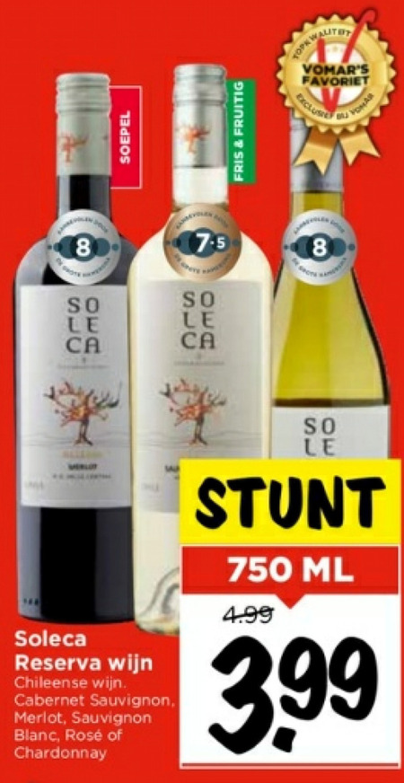 rose, witte wijn folder aanbieding bij Vomar - details