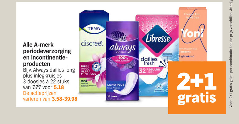 Alle merken maandverband, inlegkruisjes folder aanbieding bij Albert ...