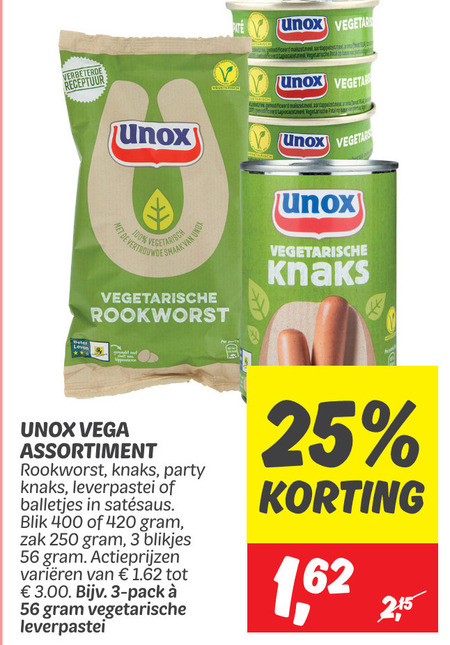 Unox vegetarisch folder aanbieding bij Dekamarkt - details